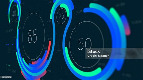 미래 지향적 인 인포 그래픽 지능형 기술 Hud 대시 보드 가상 바이너리 빅 데이터 스트림 일러스트레이션 관점에서 화면을 모니터링 그래프에 대한 스톡 벡터 아트 및 기타