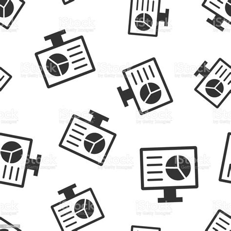 Analytic Monitor Icon Seamless Pattern Background Diagram Vector