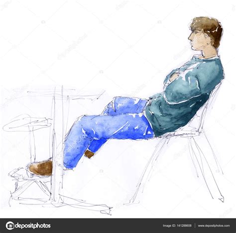 Как нарисовать сидящего боком человека на стуле