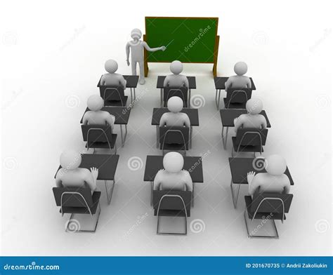 3d White People Students In Class 3d Rendered Illustration Stock