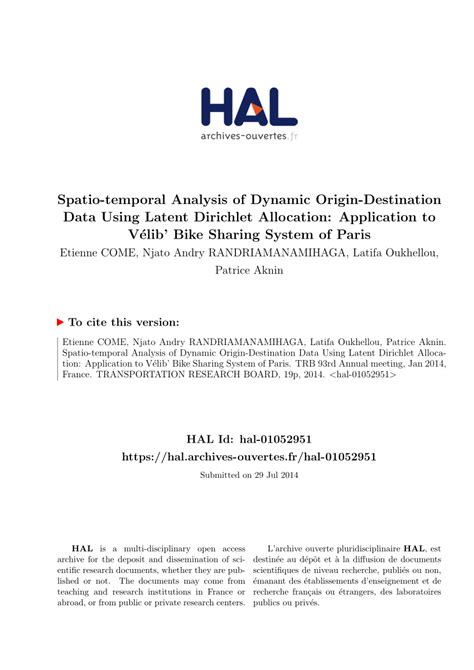 Pdf Spatio Temporal Analysis Of Dynamic Origin Destination Data Using Latent Dirichlet