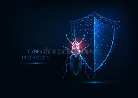 Futuristic Cyber Security Concept With Glowing Low Polygonal Shield With Access And World Map