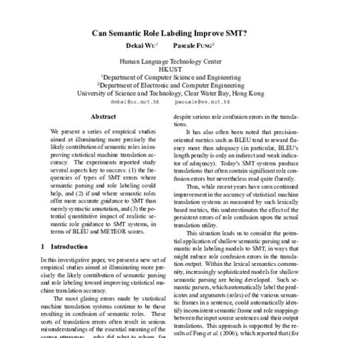 Can Semantic Role Labeling Improve Smt Acl Anthology