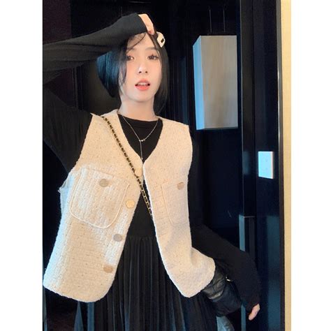 조이얼랏 트위드 조끼 베스트 우아한 페미닌 봄 가을 간절기 코디 추천 해외