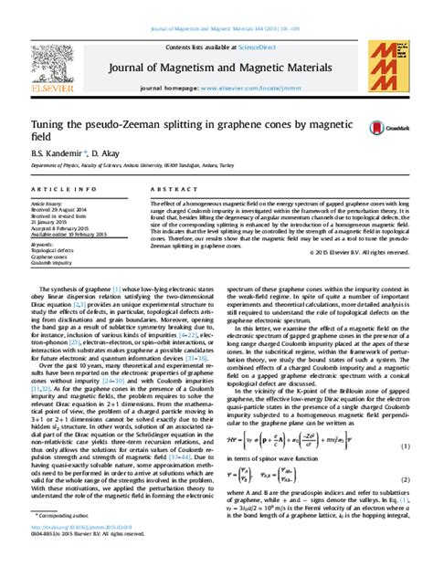 Pdf Tuning The Pseudo Zeeman Splitting In Graphene Cones By Magnetic