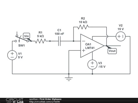 First Order Highpass Circuitlab