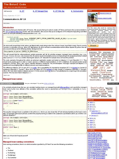 Communication In Jsf 20 Pdf Java Server Faces Html Element