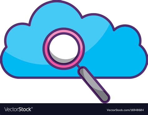 Cloud Computing With Magnifying Glass Royalty Free Vector