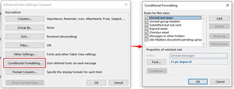 how to set appearance format for expired emails in outlook