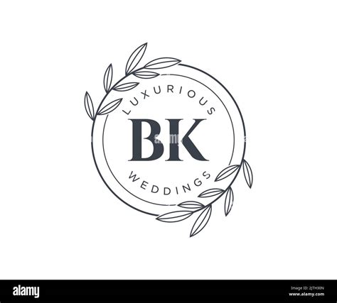 Bk Initials Letter Wedding Monogram Logos Template Hand Drawn Modern