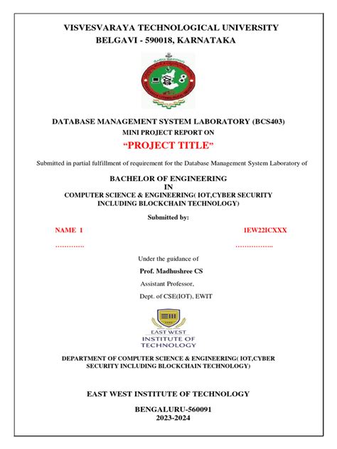 Dbms Miniproject Front Sheet Pdf Computing Information Technology