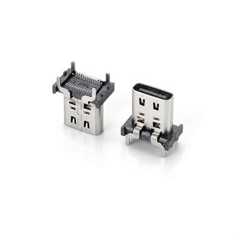 vertical usb c connector 24 pin smt straight