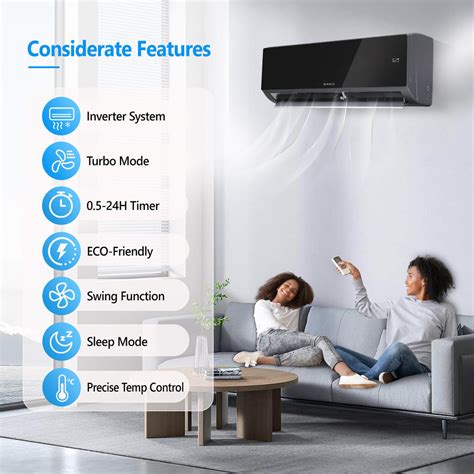 Rovsun 12000 Btu Black Mini Split Air Conditioner With Heat 115v Wifi