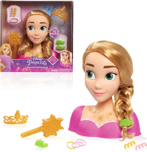 Brandclub Disney Princess Rapunzel Styling Head Blonde Hair 10 Piece Pretend Play Set