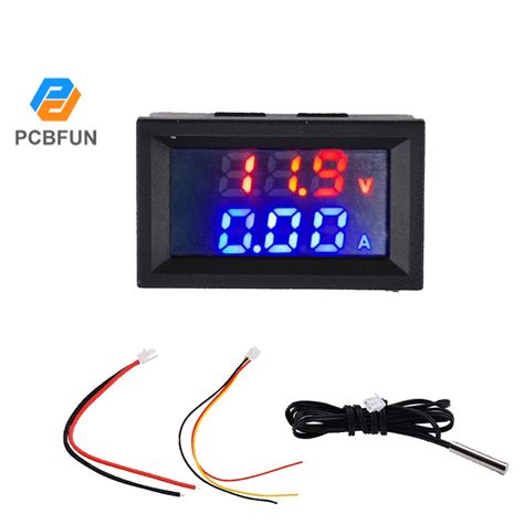 Pcbfun Dc4 30v Voltage Current Power Temperature Meter 10a Led Display Panel With Ntc