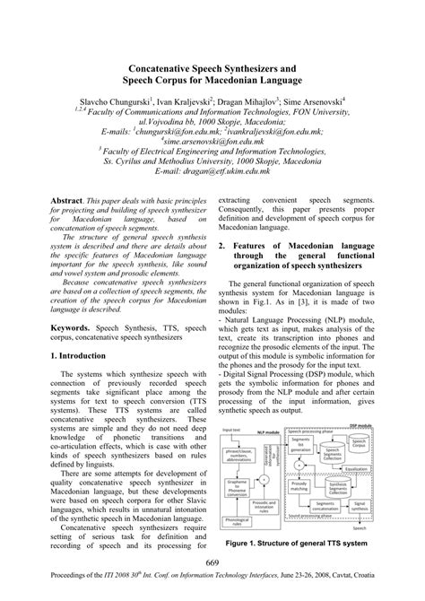 pdf concatenative speech synthesizers and speech corpus for macedonian language