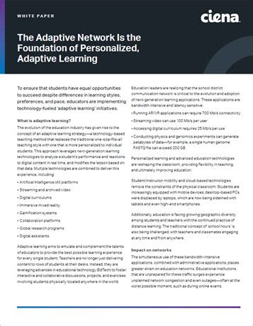 The Adaptive Network Is The Foundation Of Personalized Adaptive Learning Ciena