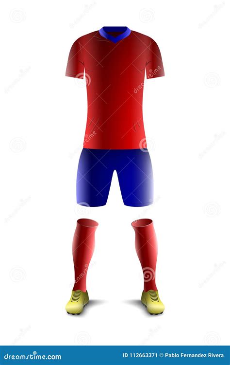 Красный и голубой шаблон формы футбола Иллюстрация вектора иллюстрации насчитывающей футбол