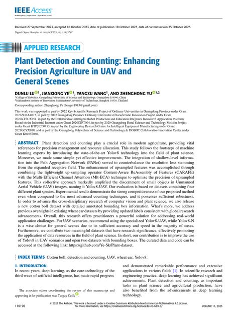 Plant Detection And Counting Enhancing Precision Agriculture In Uav And General Scenes Pdf