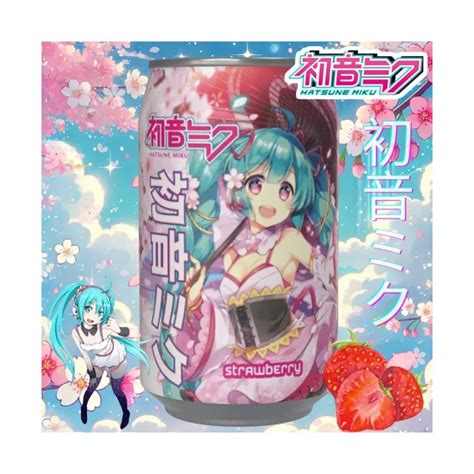 Hatsune Miku Strawberry Flavoured Carbonated Soft Drink 330 Ml