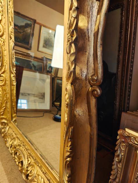 Very Large Antique Early 19thc Carved Gilt Wood And Gesso Mirror