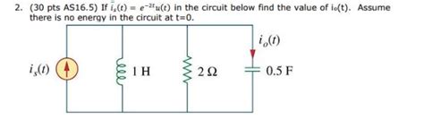 solved 2 30 pts as16 5 if iˉs t e−2tu t in the circuit
