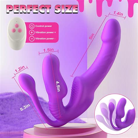 Strapless Strap On Vibrator Dildo For Lesbian Triple Headed Strapon