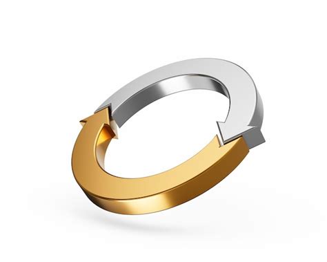 Premium Photo Silver And Gold Rounded Clockwise Arrow Loop Signifies Recycling Continuous