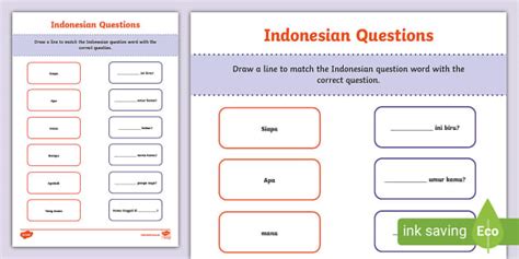 Question Words Matching Activity Indonesian Twinkl