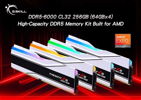 g skill reveals world s first large capacity 256gb 64gbx4 ddr5 u dimm memory at ddr5 6000 cl32