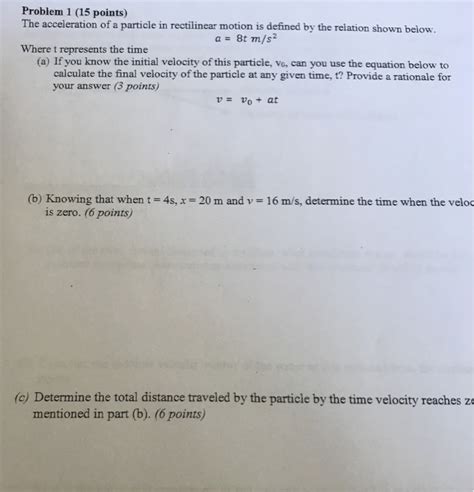 Solved Problem Points The Acceleration Of A Particle Chegg