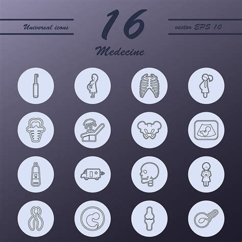 의학 및 건강 관리 얇은 아이콘 벡터 세트 Eps Ai Uidownload