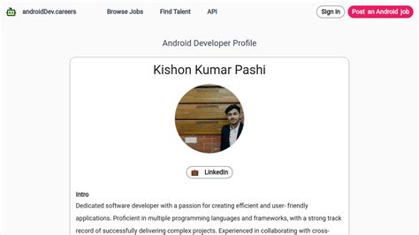 Hire Android Developer Kishon Kumar Pashi 100kyear Androiddevcareers