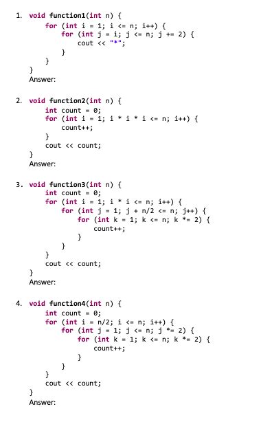 Solved 1 Void Functioniint N For Int I 1 I