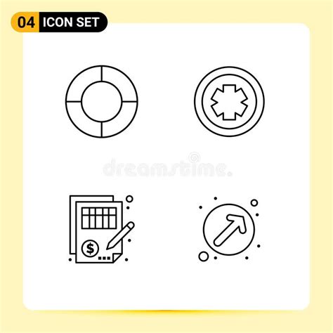 Pack Of 4 Modern Filledline Flat Colors Signs And Symbols For Web Print Media Such As Chart