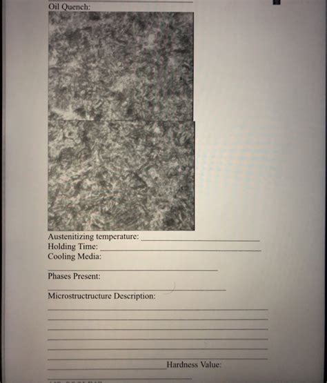 Solved Oil Quench Austenitizing Temperature Holding Time