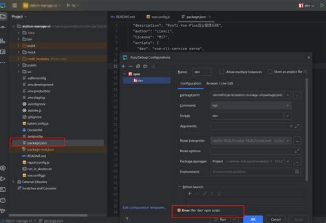 WebStrom Idea 显示Error No dev npm script 零五网