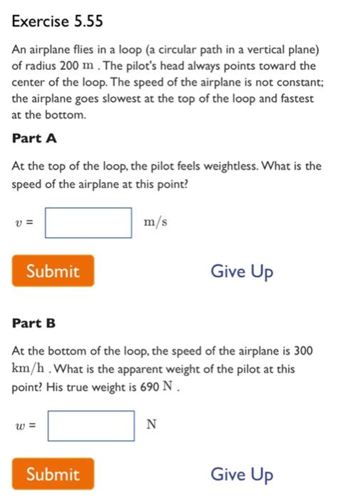 Solved An Airplane Flies In A Loop A Circular Path In A