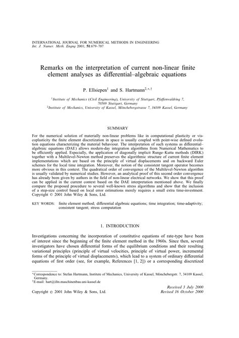 Pdf Remarks On The Interpretation Of Current Non Linear Finite