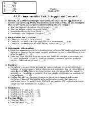 Micro 2 Problem Set Docx 1 20 4 10 2 25 5 35 Name Graded By AP Microeconomics Unit 2