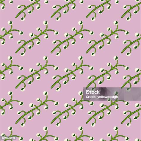 녹색 색의 베리 가지 실루엣은 매끄러운 낙서 패턴 파스텔 보라색 배경 심플한 디자인 0명에 대한 스톡 벡터 아트 및 기타 이미지