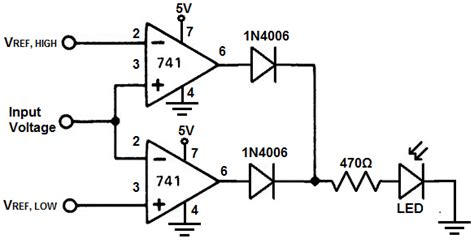 Voltage Comparator Circuit Using Op Amp 741