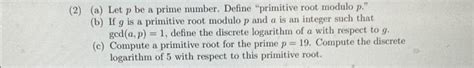 solved 2 a let p be a prime number define primitive