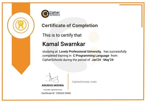 Kamal Swarnkar On Linkedin I Am Thrilled To Share That I Have Successfully Completed A Course On C