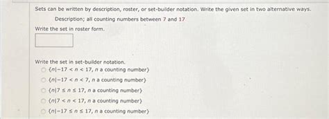 Solved Sets Can Be Written By Description Roster Or