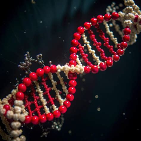 DNA Model On Black Background Abstract Representation Premium AI Generated Image