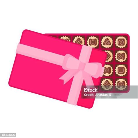 초콜릿 디저트 또는 착빙사탕의 직사각형 핑크 박스 열기 만화에 대한 스톡 벡터 아트 및 기타 이미지 만화 밸런타인데이 일러스트레이션 Istock