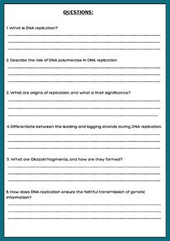 DNA Replication Reading Comprehension Passage With Questions TPT
