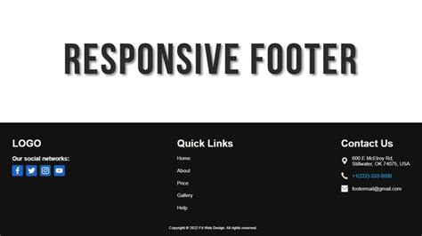 Create Responsive Footer With Social Buttons Html Css How To Make Responsive Footer With Social