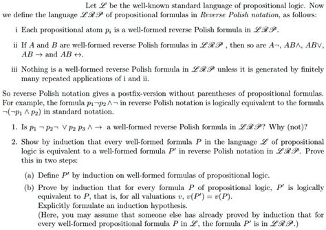 solved let be the well known standard language of propositional logic